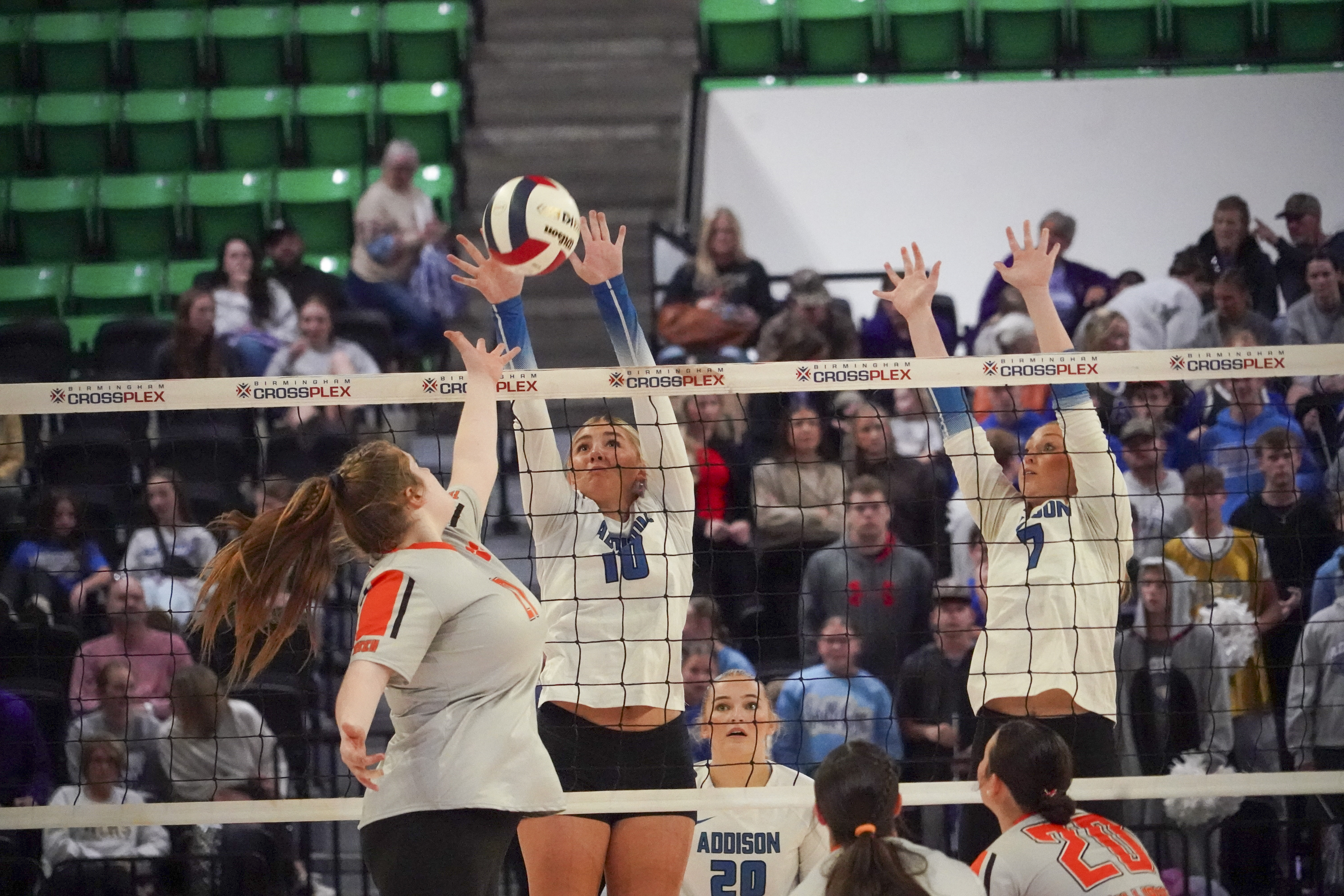 Addison 10 Annabeth Powell blocks the Meek shot – AHSAA NOW